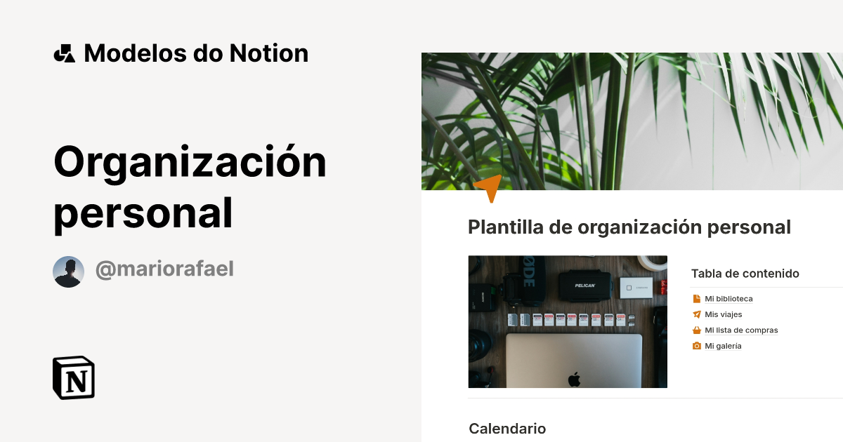Modelo Organización personal | Marketplace do Notion