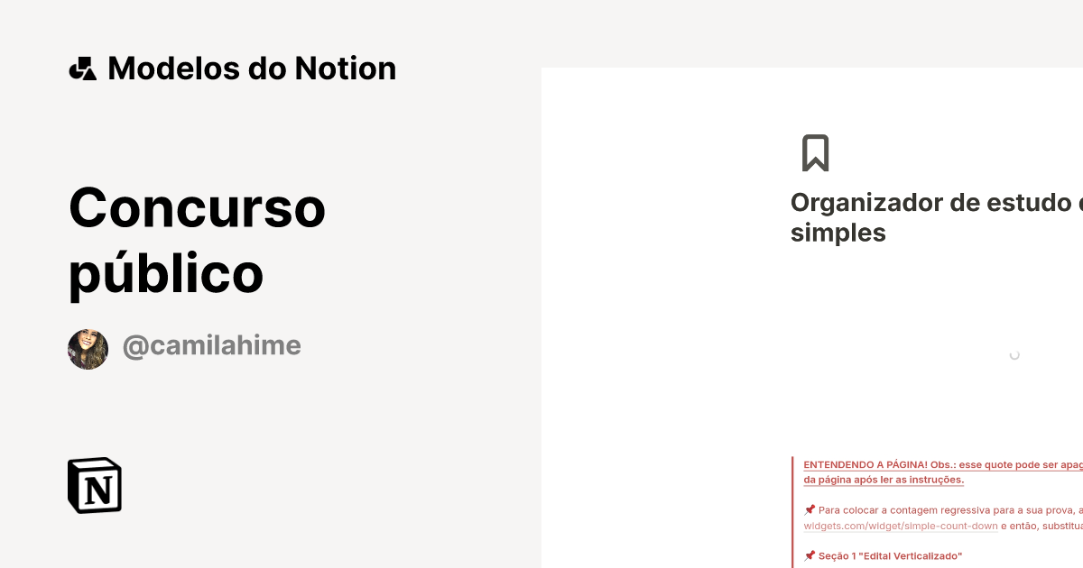 Modelo Concurso público | Marketplace do Notion