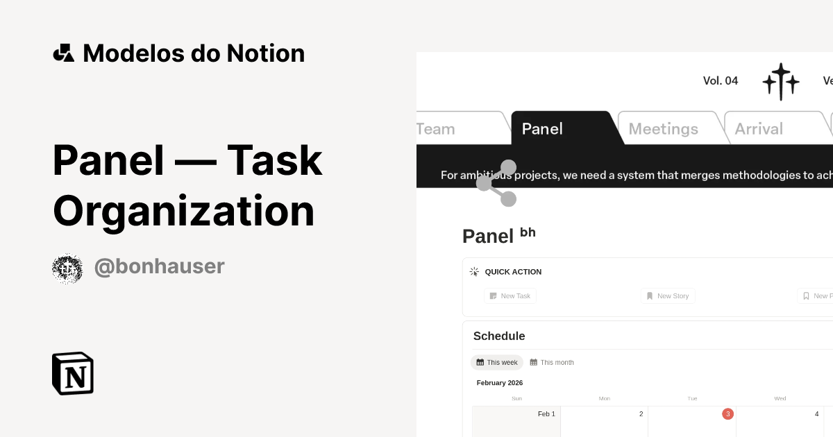 Modelo Panel — Task Organization | Marketplace do Notion