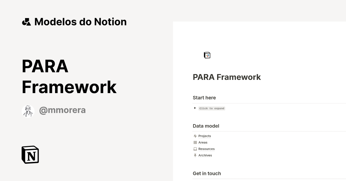 Modelo PARA Framework | Marketplace do Notion