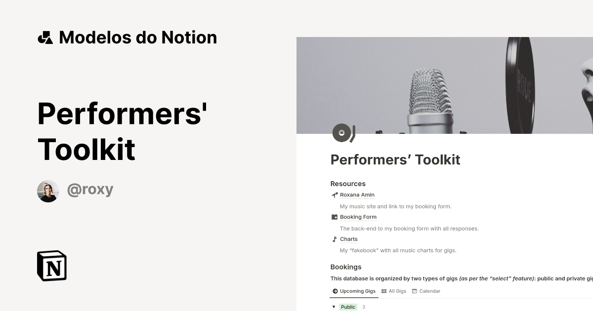 Modelo Performers' Toolkit | Marketplace do Notion