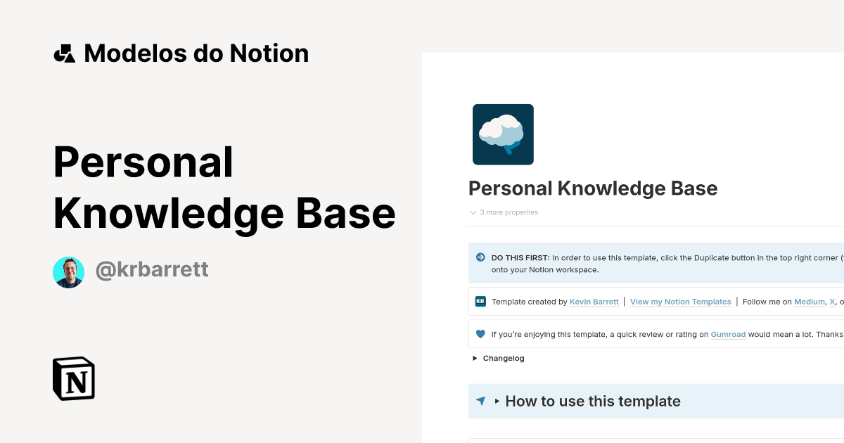 Modelo Personal Knowledge Base | Marketplace do Notion