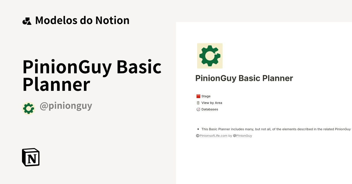 Modelo PinionGuy Basic Planner | Marketplace do Notion