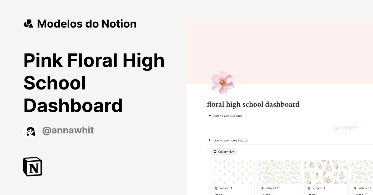 Pink Floral High School Dashboard Modelo por Anna Whit | Marketplace do ...