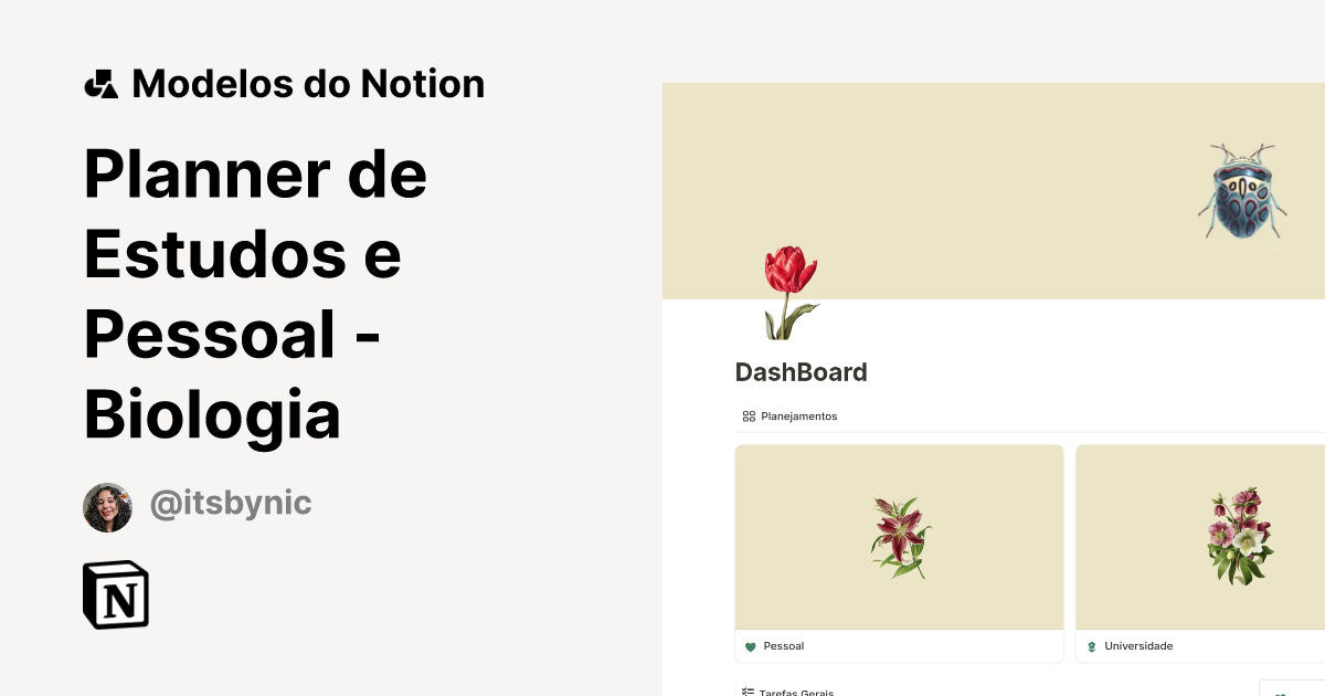 Planner de Estudos e Pessoal - Biologia Modelo por Nic | Marketplace do ...