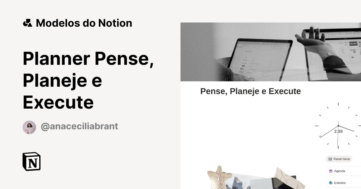 Planner Pense, Planeje e Execute Modelo por Ana Cecília Brant ...