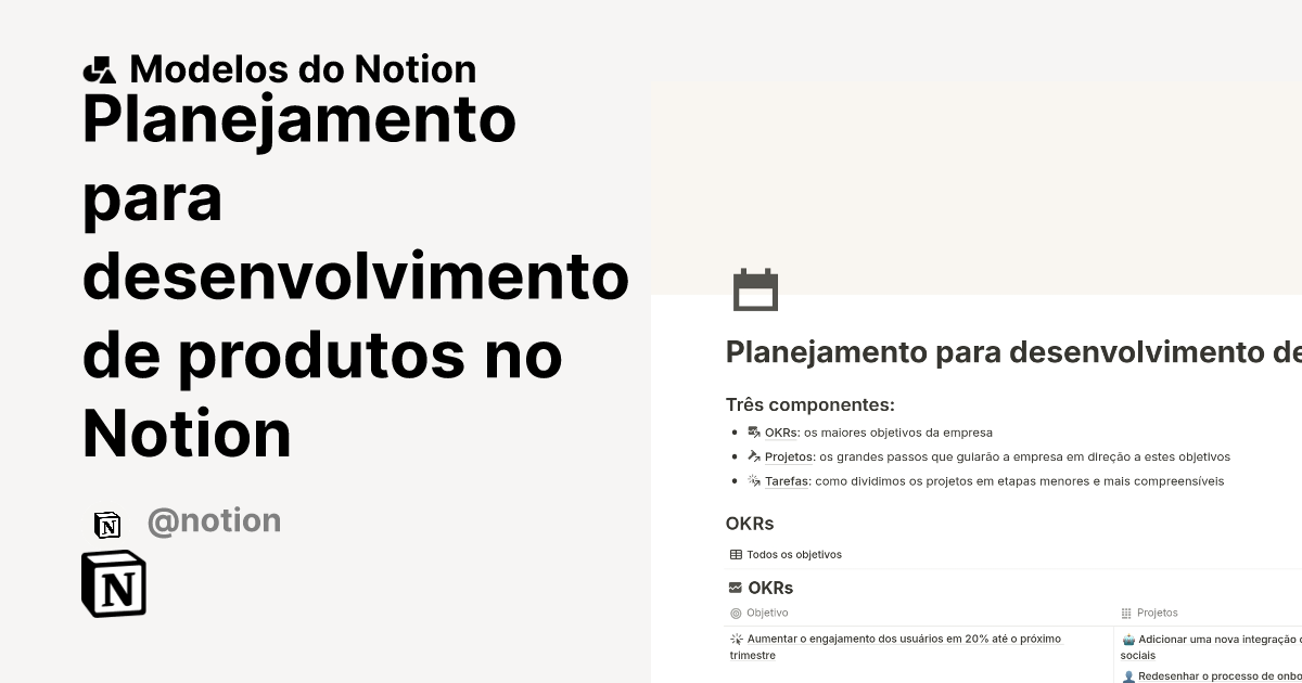 Planejamento para desenvolvimento de produtos no Notion Modelo por ...