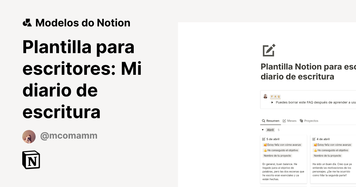 Plantilla para escritores: Mi diario de escritura Modelo por María Coma ...