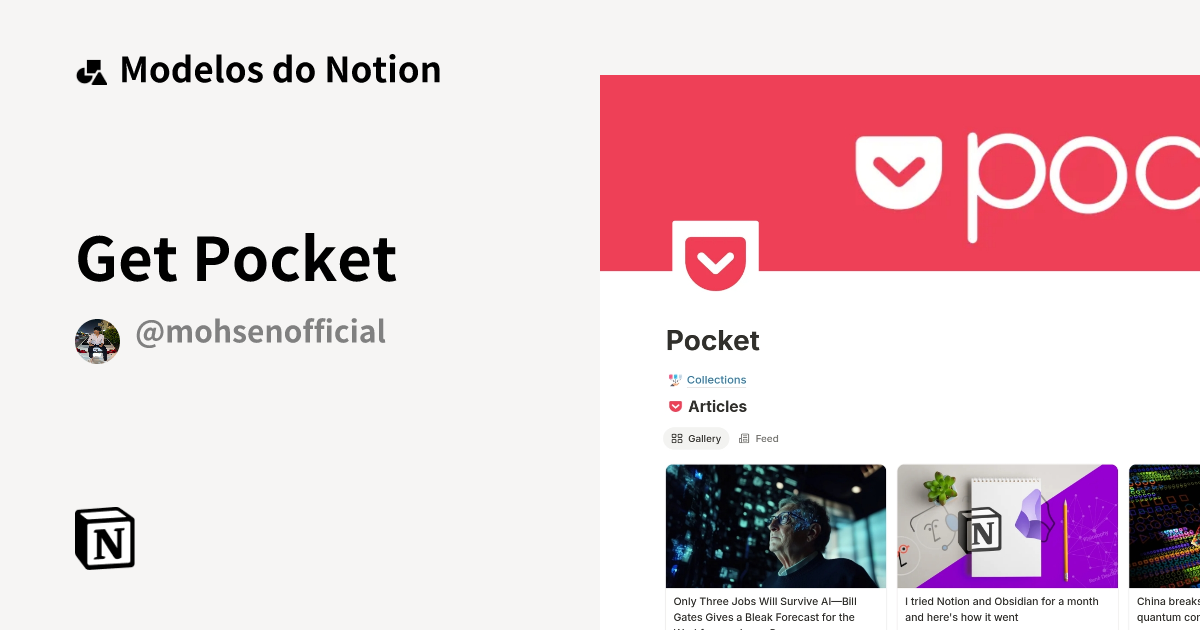 Modelo Get Pocket | Marketplace do Notion
