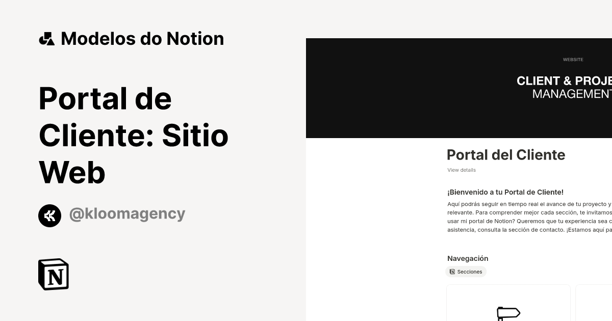 Modelo Portal de Cliente: Sitio Web | Marketplace do Notion