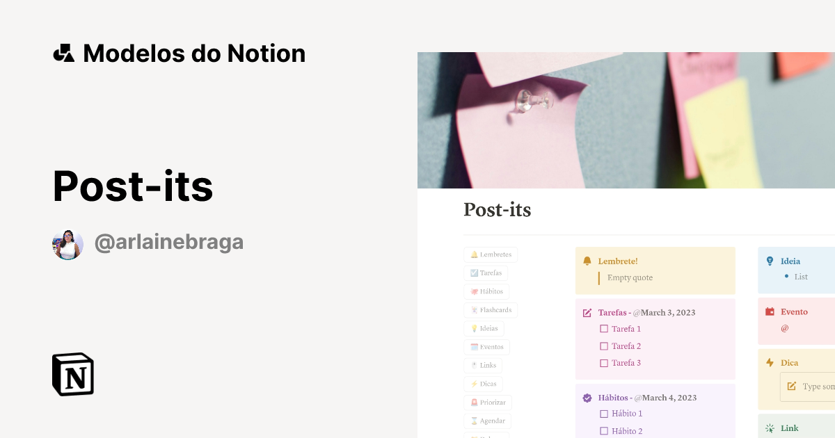 Modelo Post-its | Marketplace do Notion
