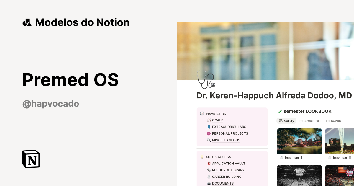 Premed OS Modelo por Keren-Happuch | Marketplace do Notion