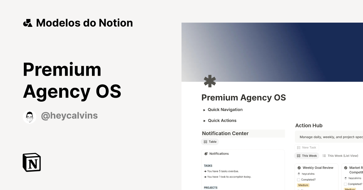 Modelo Premium Agency OS | Marketplace do Notion