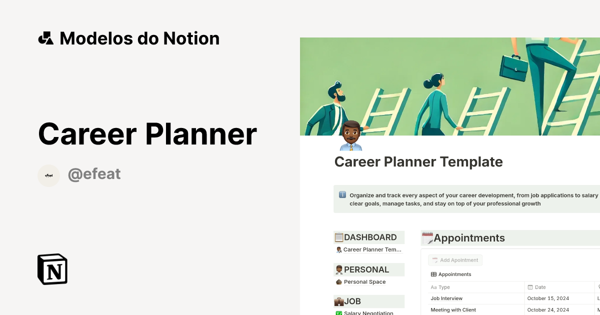 Modelo Career Planner | Marketplace do Notion