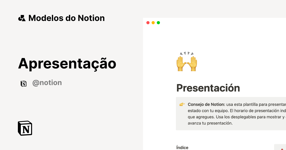 Apresentação Modelo por Notion | Marketplace do Notion