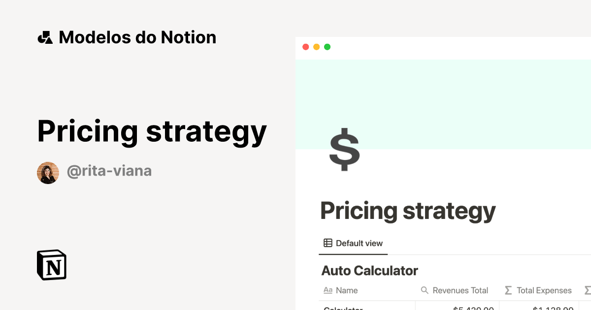 Modelo Pricing strategy | Marketplace do Notion