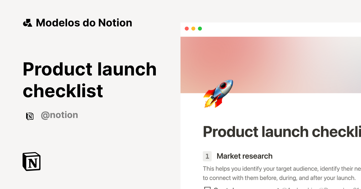Modelo Product launch checklist 2025 | Marketplace do Notion