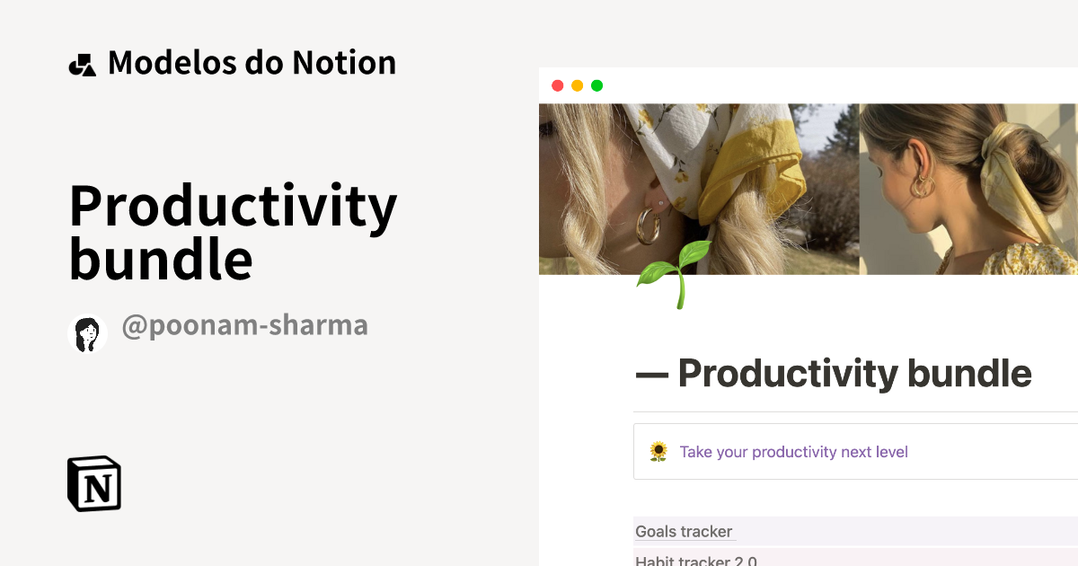 Modelo Productivity bundle | Marketplace do Notion