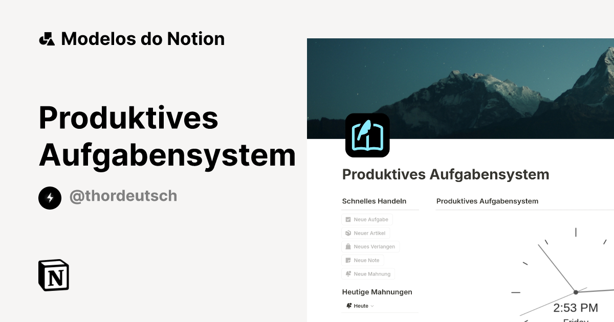 Modelo Produktives Aufgabensystem | Marketplace do Notion