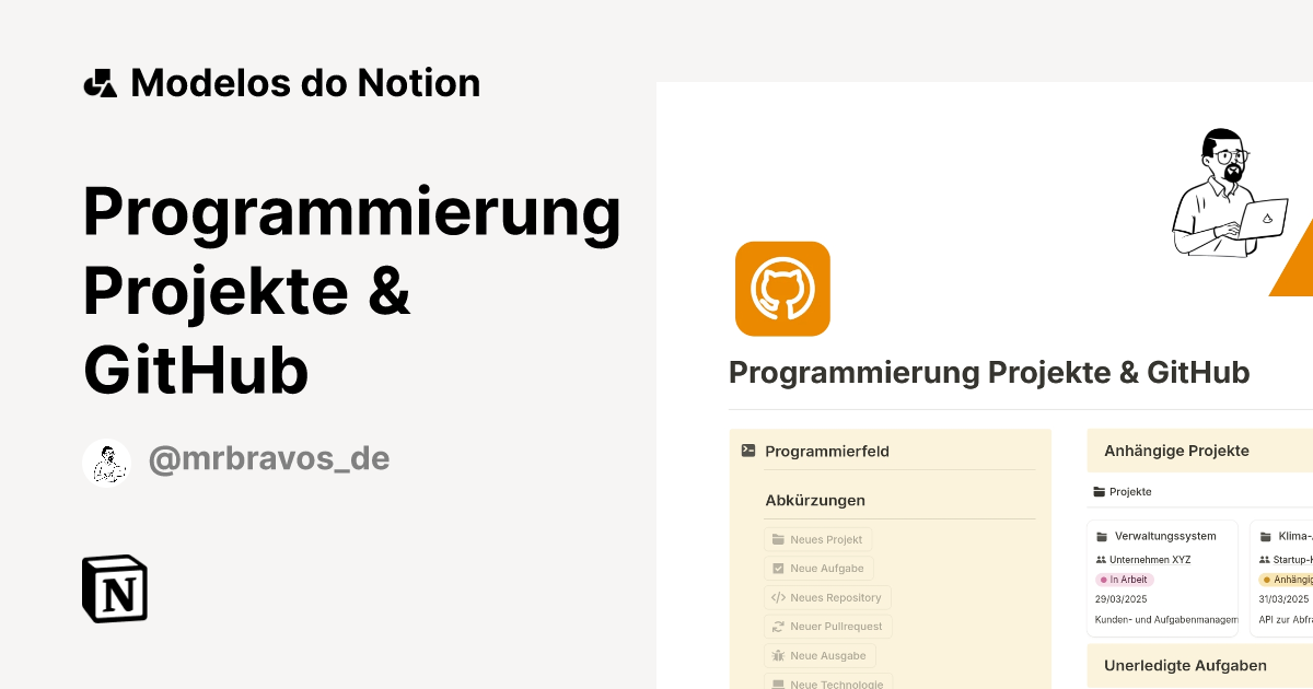 Modelo Programmierung Projekte & GitHub | Marketplace do Notion