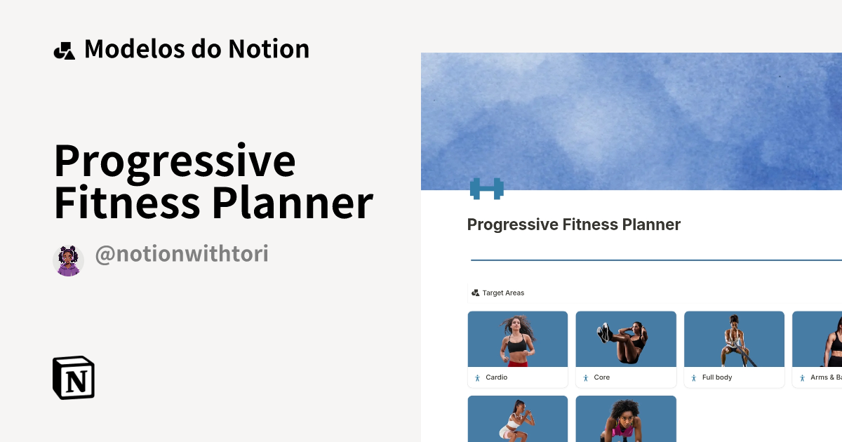 Progressive Fitness Planner Modelo por Tori | Marketplace do Notion