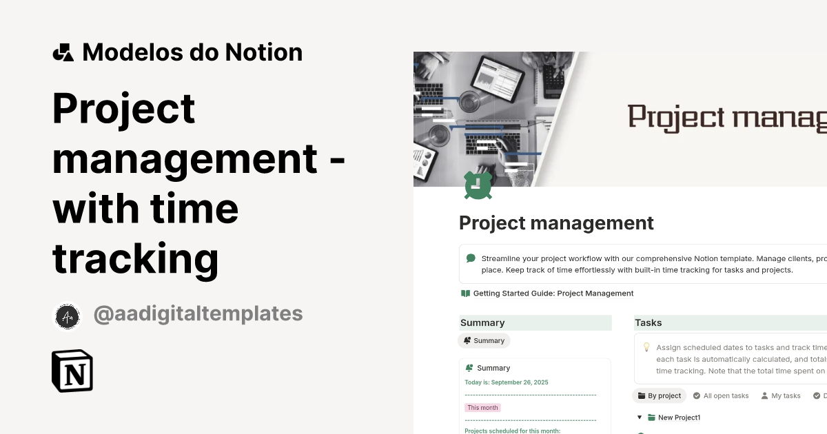Project management - with time tracking Modelo por AA Digital templates ...