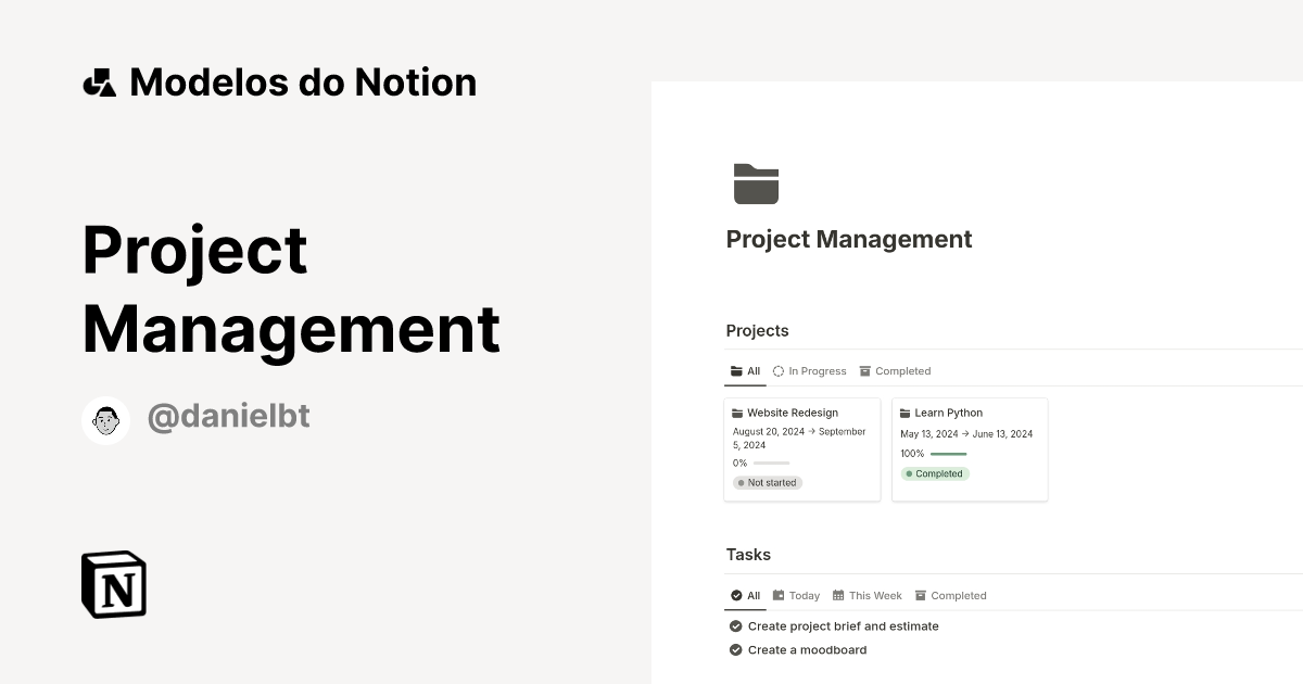 Modelo Project Management | Marketplace do Notion