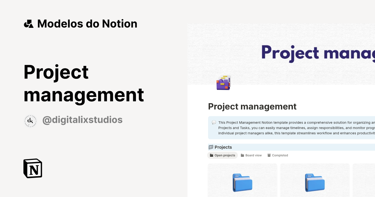 Modelo Project management | Marketplace do Notion