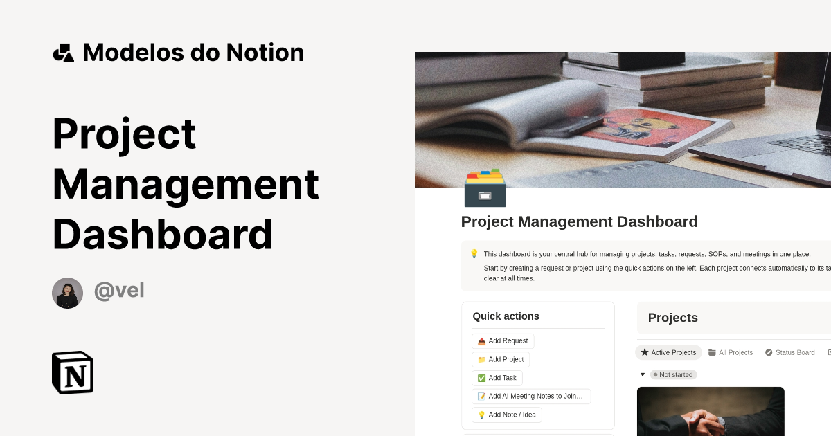 Modelo Project Management Dashboard | Marketplace do Notion