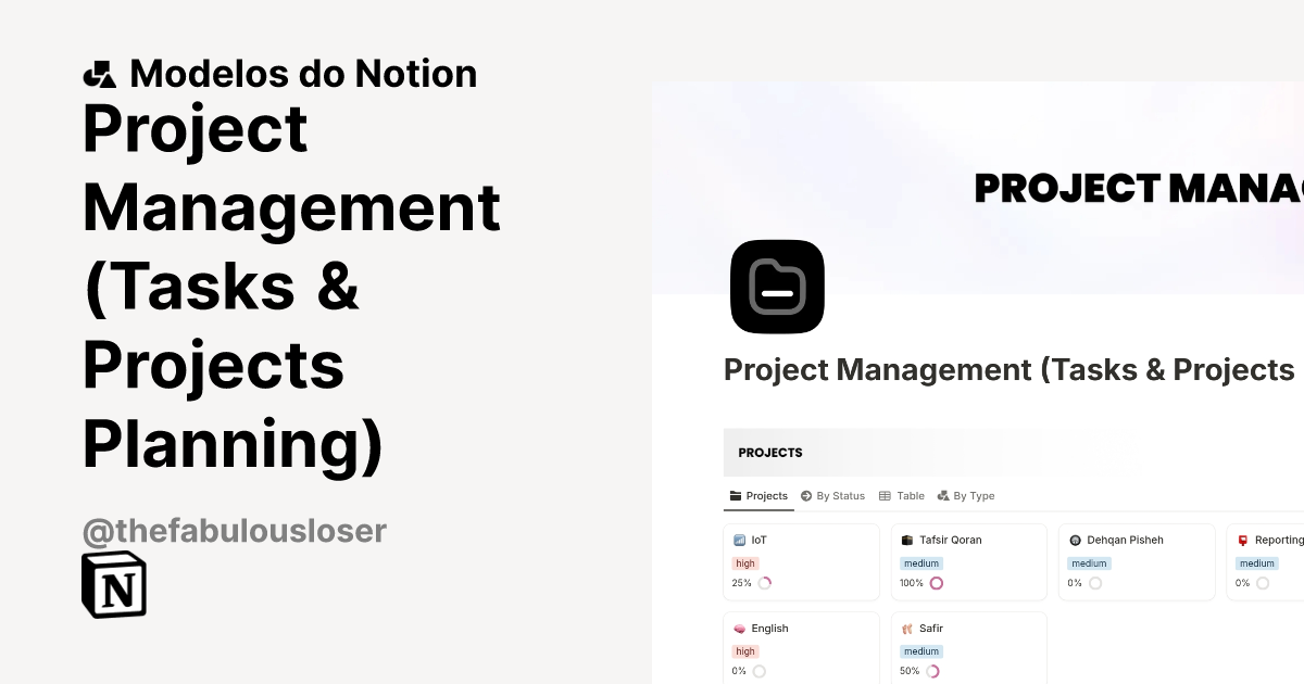 Modelo Project Management (Tasks & Projects Planning) | Marketplace do Notion