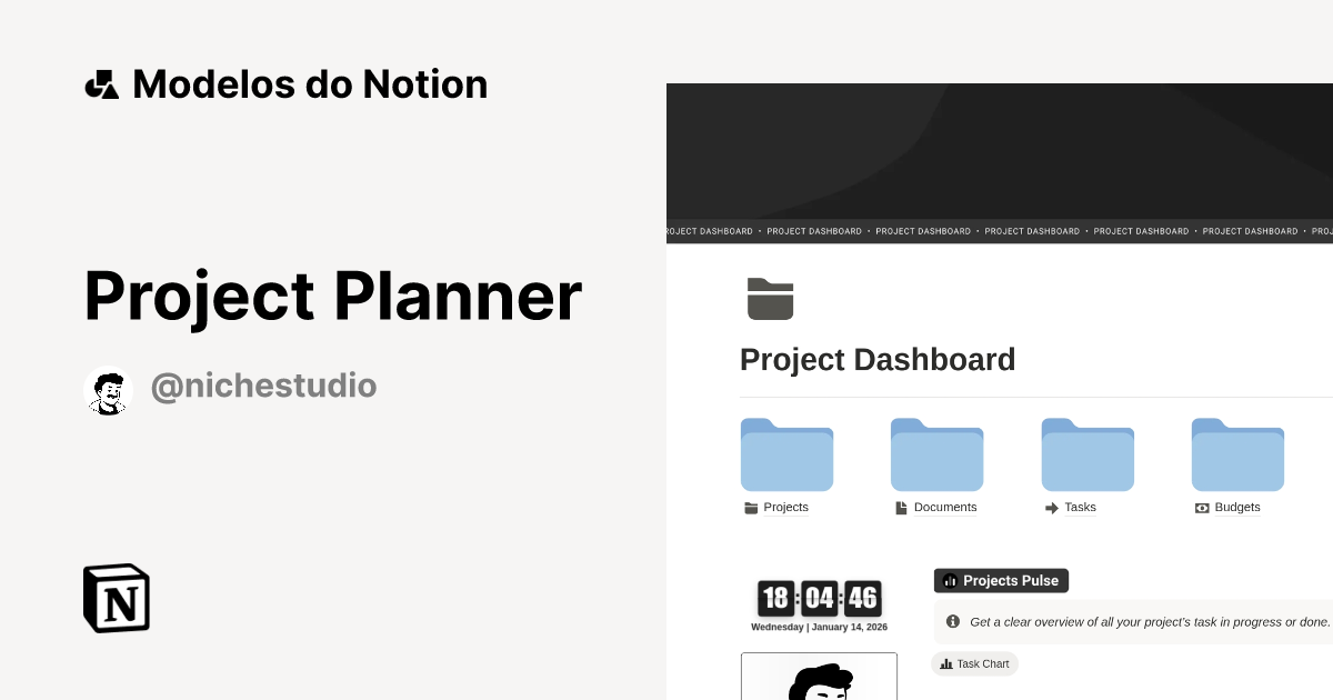 Project Planner Modelo por Niche Studio | Marketplace do Notion