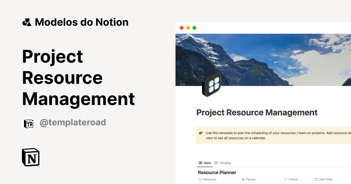 Modelo Project Resource Management | Marketplace do Notion