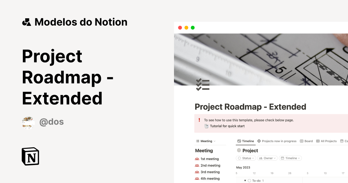 Modelo Project Roadmap - Extended | Marketplace do Notion