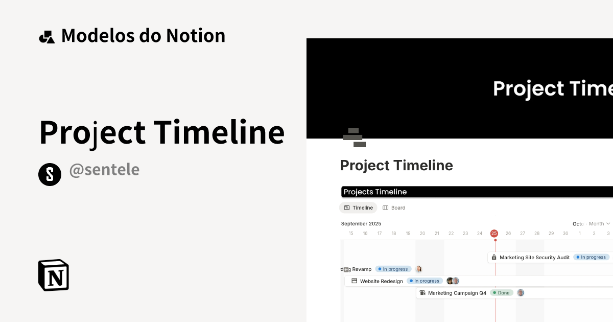 Modelo Project Timeline | Marketplace do Notion