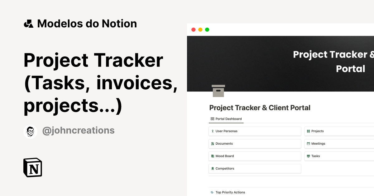 Project Tracker (Tasks, invoices, projects...) Modelo por John ...