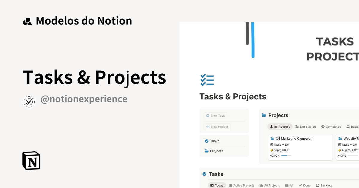 Modelo Tasks & Projects | Marketplace do Notion