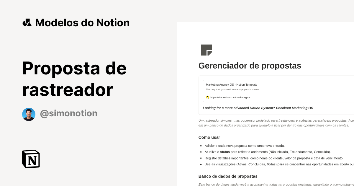 Modelo Proposal Tracker | Marketplace do Notion