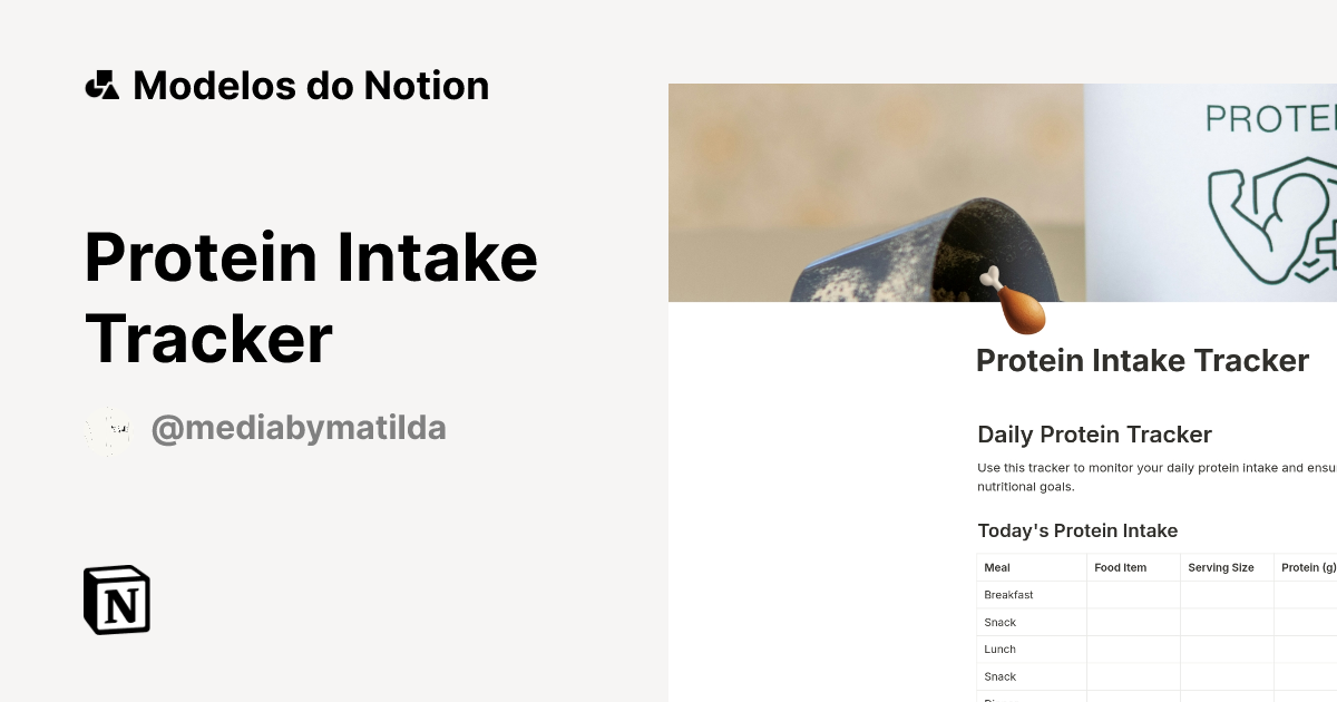 Protein Intake Tracker Modelo por Media By Matilda | Marketplace do Notion