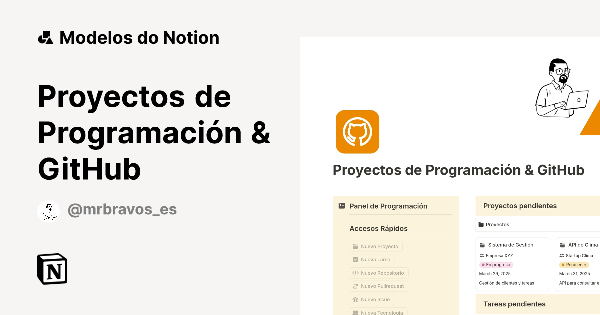 Proyectos de Programación & GitHub Modelo por Mr Bravos | Marketplace do Notion