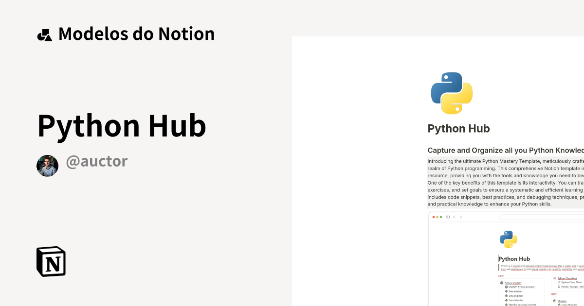 Modelo Python Hub | Marketplace do Notion