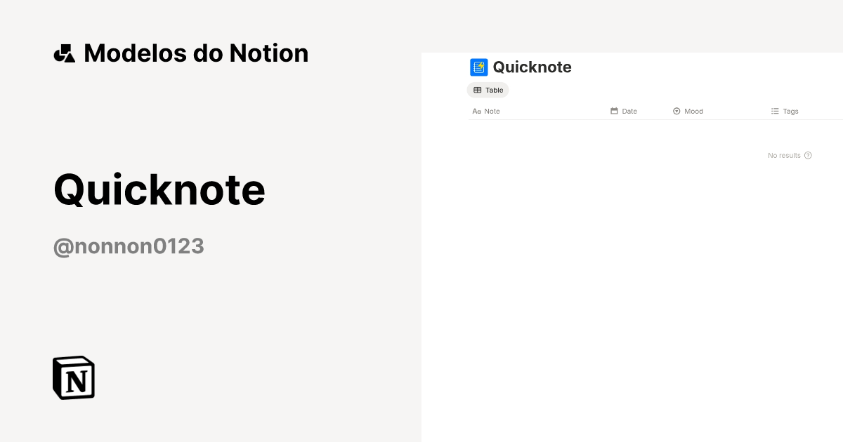Quicknote Modelo por non | Marketplace do Notion