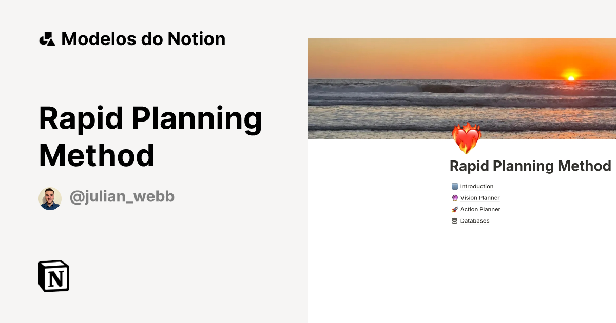 Rapid Planning Method Modelo por Julian Webb | Marketplace do Notion
