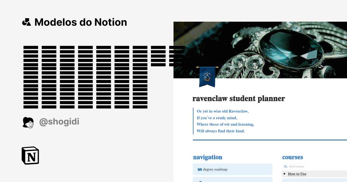 Modelo 𝐫𝐚𝐯𝐞𝐧𝐜𝐥𝐚𝐰 𝐬𝐭𝐮𝐝𝐞𝐧𝐭 𝐩𝐥𝐚𝐧𝐧𝐞𝐫 | Marketplace do Notion