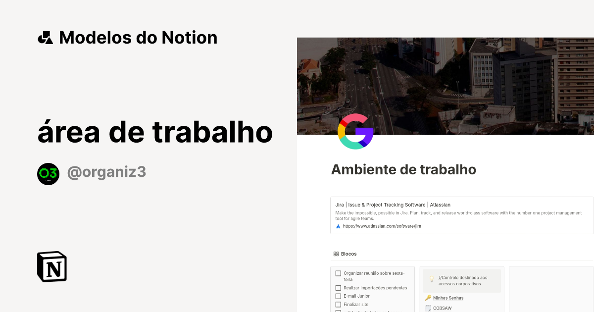 Modelo área de trabalho | Marketplace do Notion