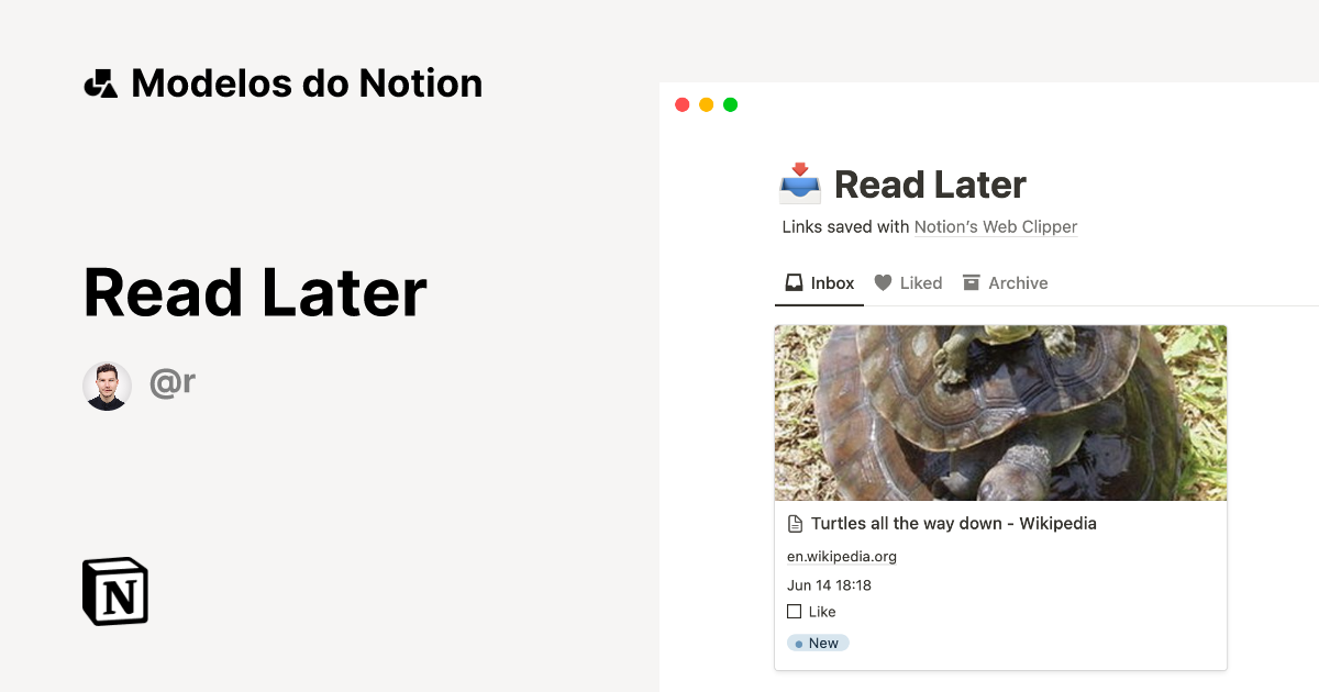 Modelo Read Later | Marketplace do Notion