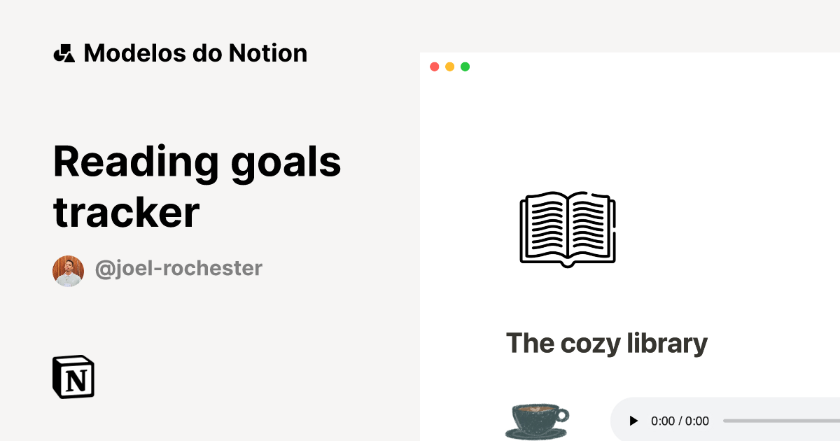 Reading goals tracker Modelo por Joel Rochester | Marketplace do Notion