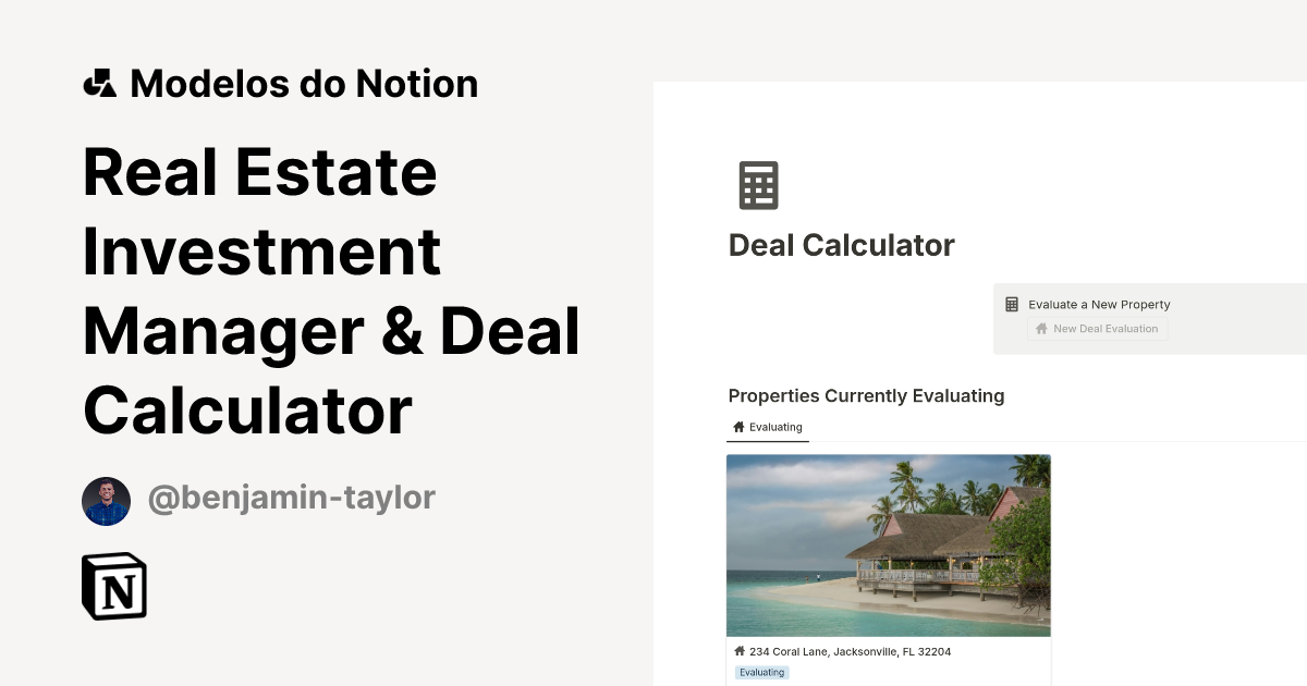 Modelo Real Estate Investment Manager & Deal Calculator | Marketplace ...