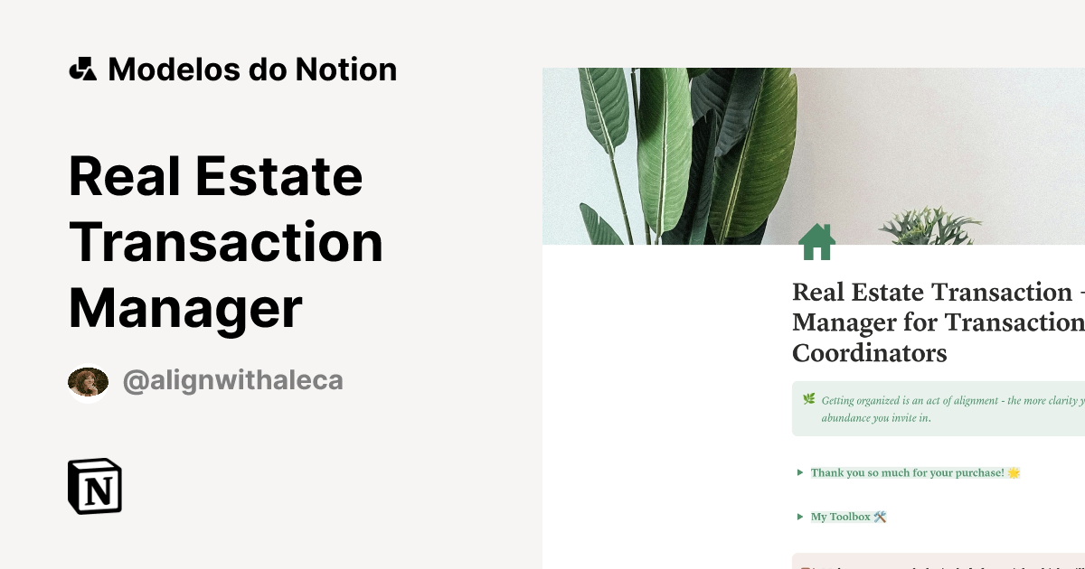 Real Estate Transaction Manager Modelo por Align with Aleca ...