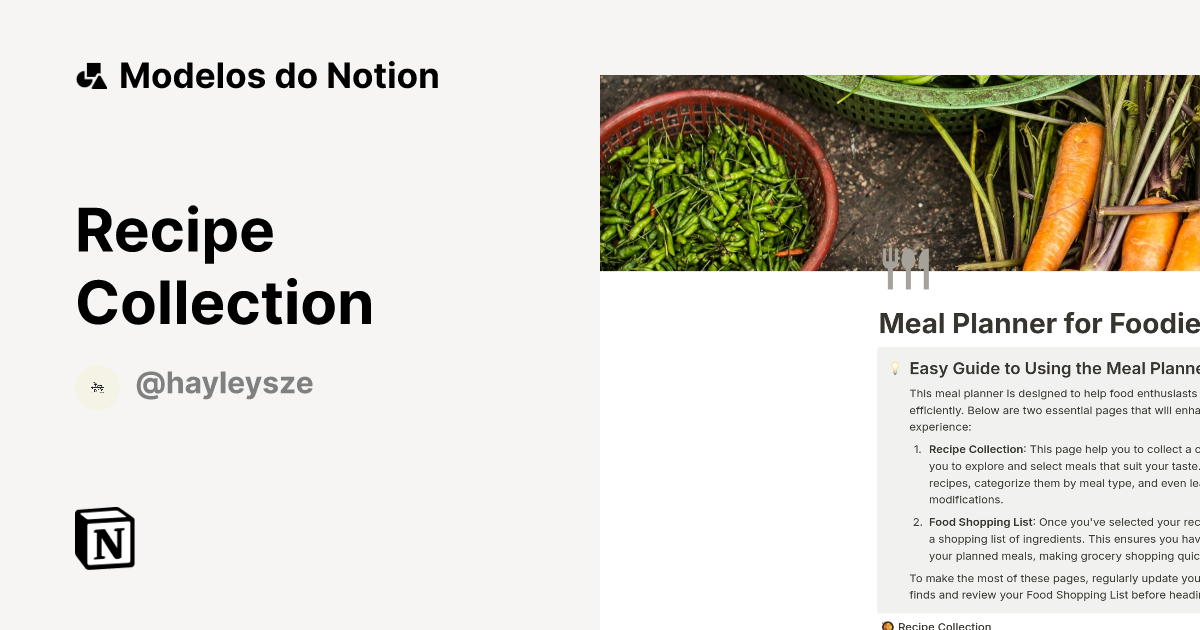 Modelo Recipe Collection | Marketplace do Notion