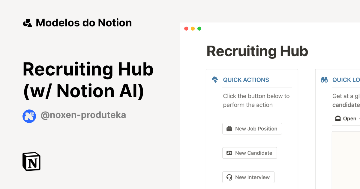 Modelo Recruiting Hub (w/ Notion AI) | Marketplace do Notion